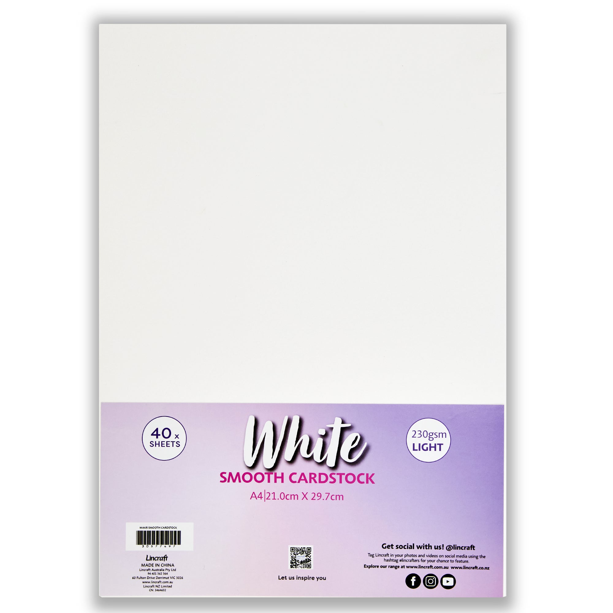 Makr Smooth Lightweight Cardstock, White- A4 – Lincraft