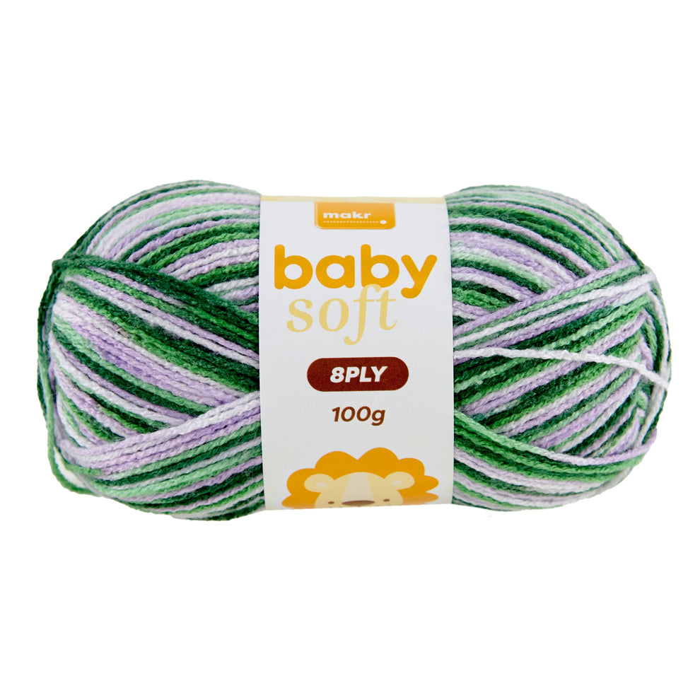 Makr Baby Soft Print Crochet & Knitting Yarn, Garden Mix Green- 100g ...