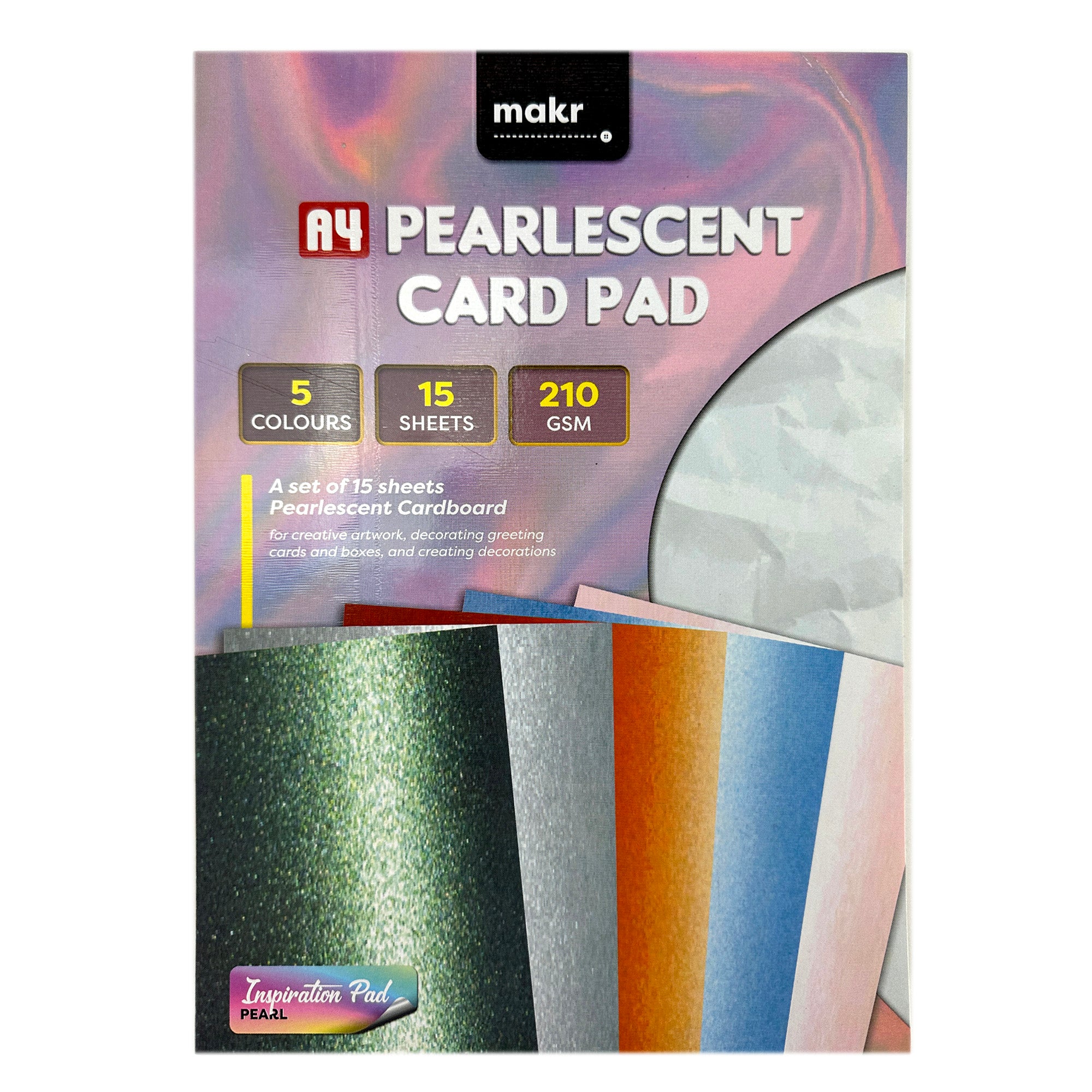 A4 Card Pad 210 Gsm, 5 Pearlescent- 15 Sheets – Lincraft