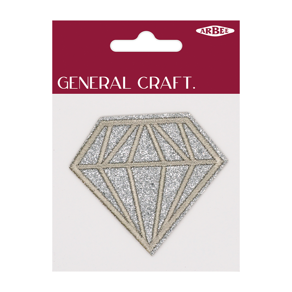 Arbee Crafty Patch, Glitter Diamond Silver White- 7.5cm 1pc – Lincraft