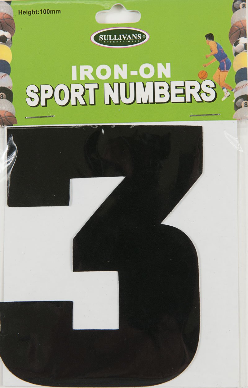 Sullivans Iron On Number 3, Black- 10cm – Lincraft