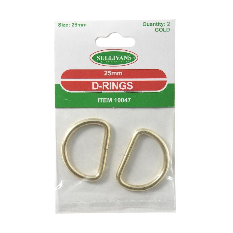 Sullivans D-Rings Size 25mm, Gold- 2pk – Lincraft