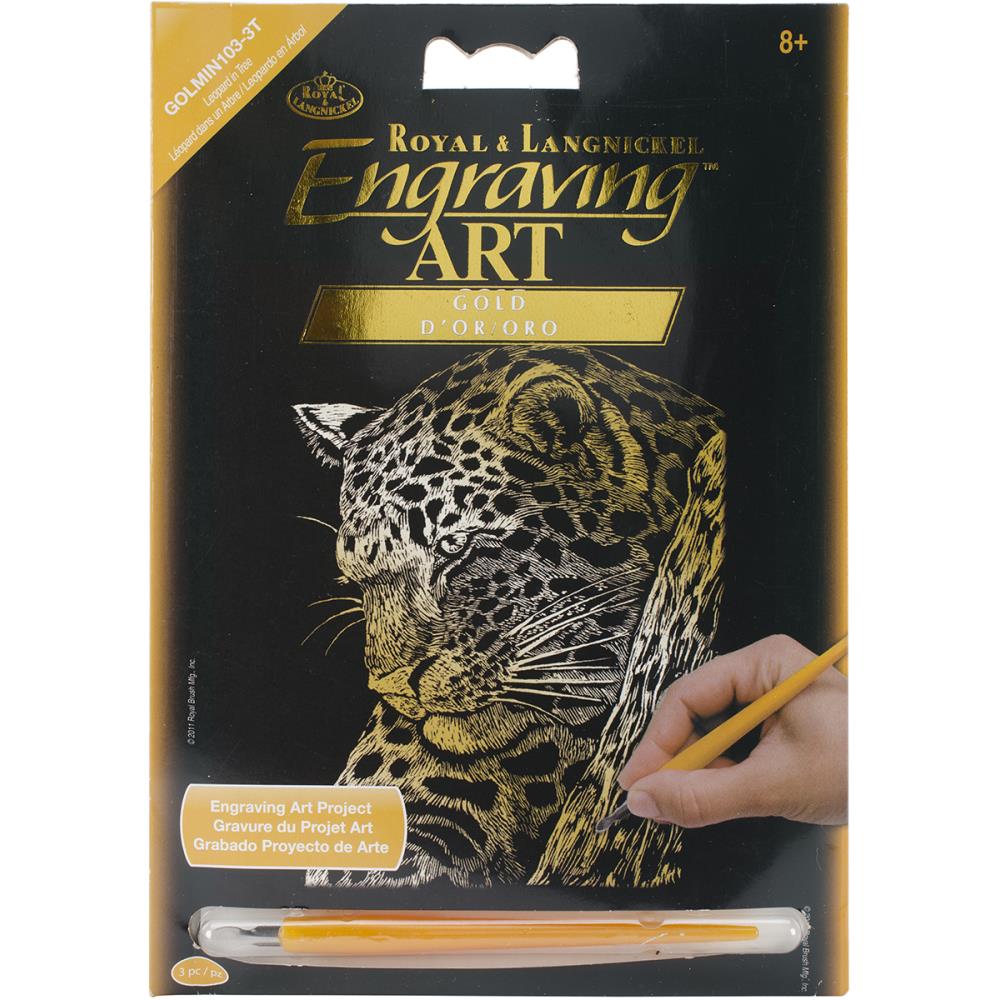 Royal Langnickel Gold Foil Engraving Mini Kit, Leopard In Tree- 5x7 ...